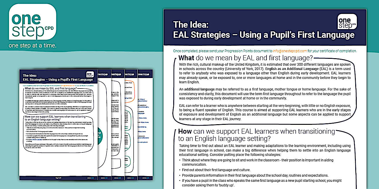 CPD: EAL Teaching Strategies | Pupil's First Language