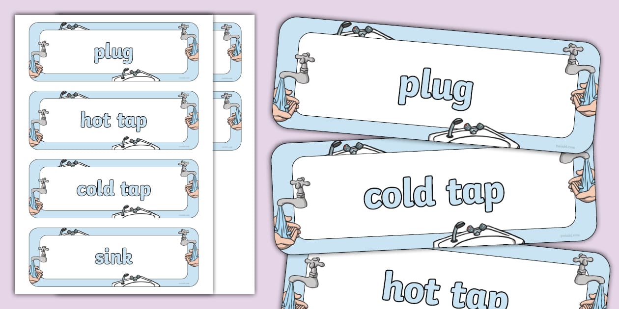 Different Areas of the Sink Labels (Teacher-Made) - Twinkl