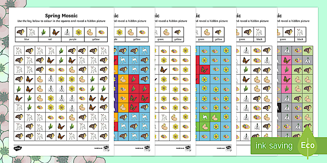 Spring Mosaic Images Worksheet / Worksheets (teacher made)