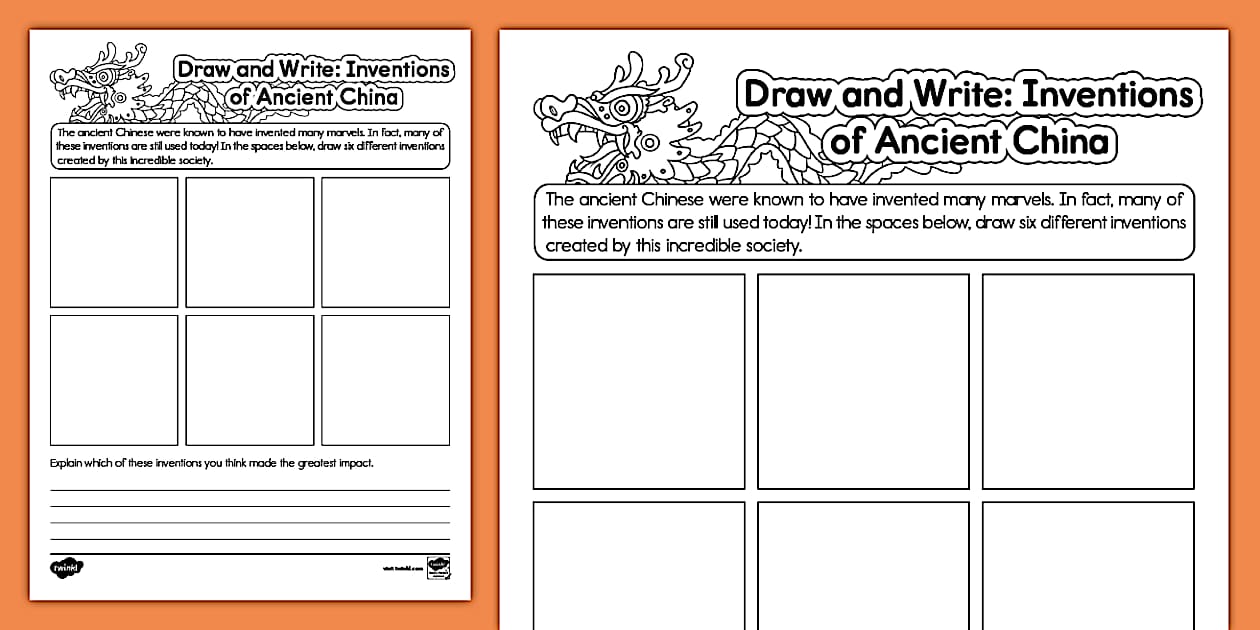 Draw and Write: Inventions of Ancient China Worksheet