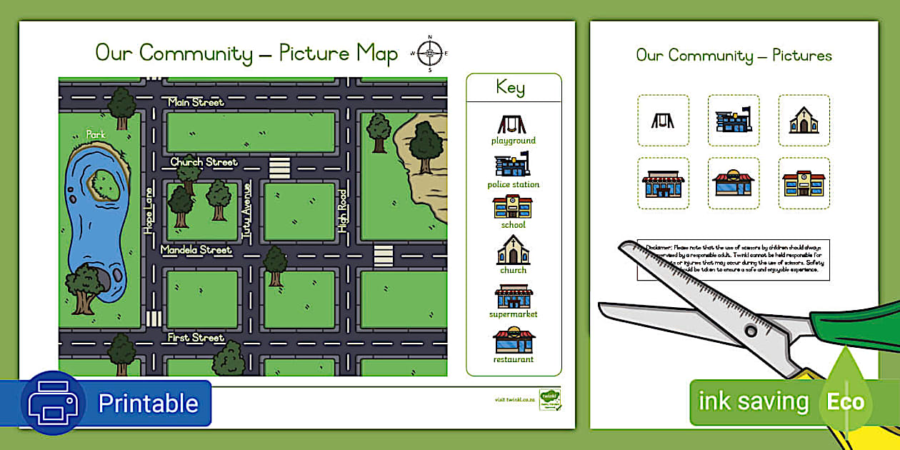 Our Community - Map Work (Hecho por educadores) - Twinkl