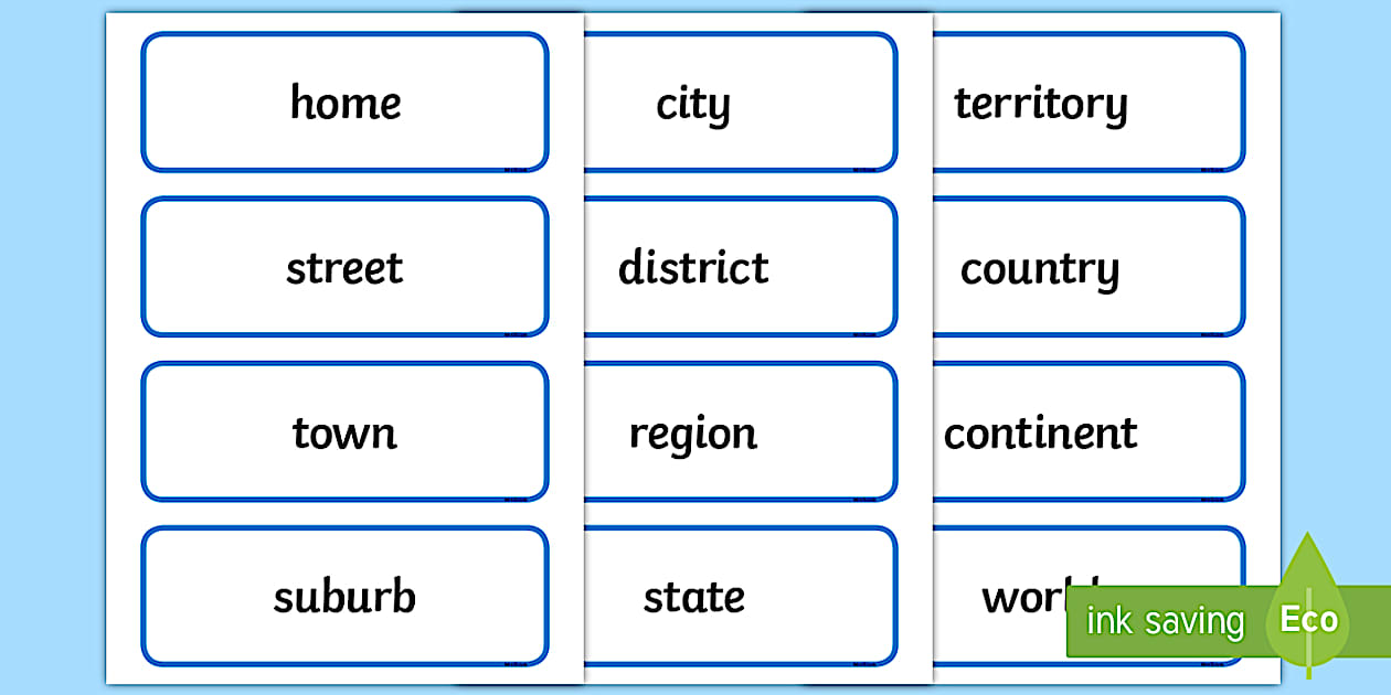 My Place In The World Word Cards - Year 2 Geography - Twinkl