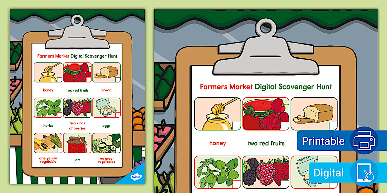 Farmers Market Digital Scavenger Hunt - Twinkl