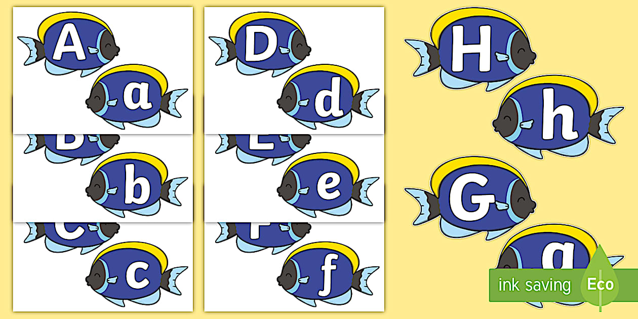 TAS Fish Upper Case and Lower Case Matching Cards - Twinkl