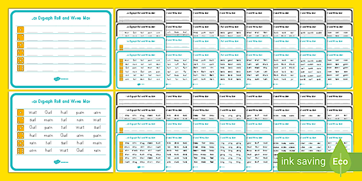 Digraphs Roll and Write Pack (Hecho por educadores) - Twinkl