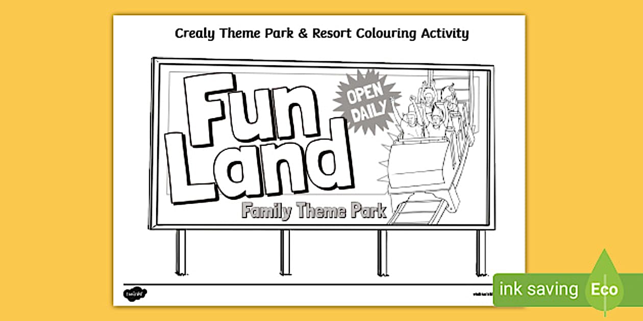 Crealy Theme Park & Resort Colouring Page Activity