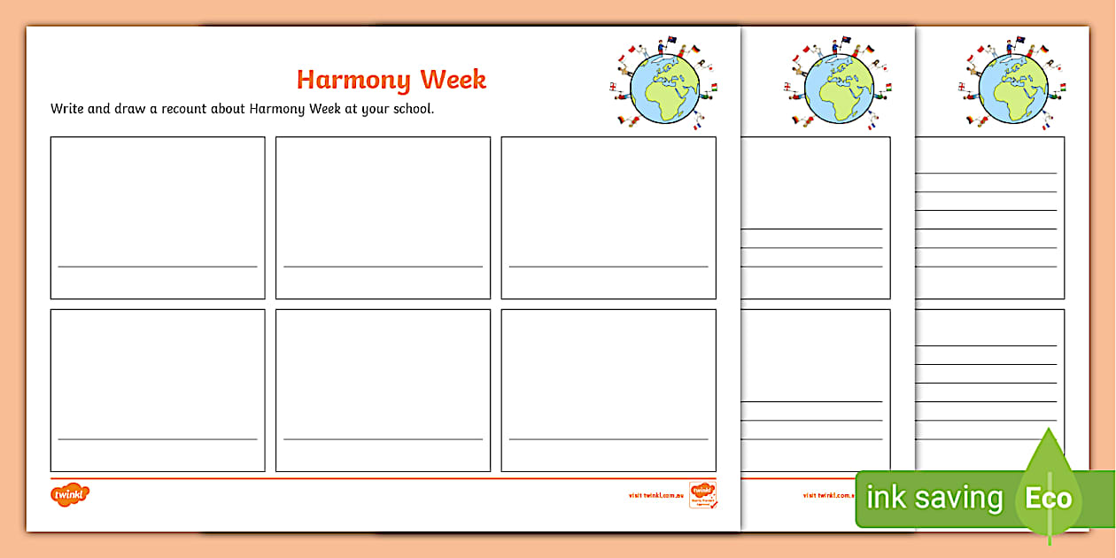 TAS Harmony Week Recount Differentiated Writing Frames
