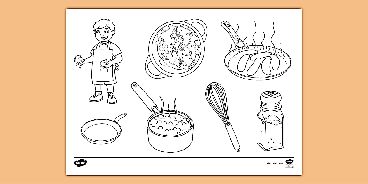 Cooking Doodle Colouring Page (teacher made) - Twinkl