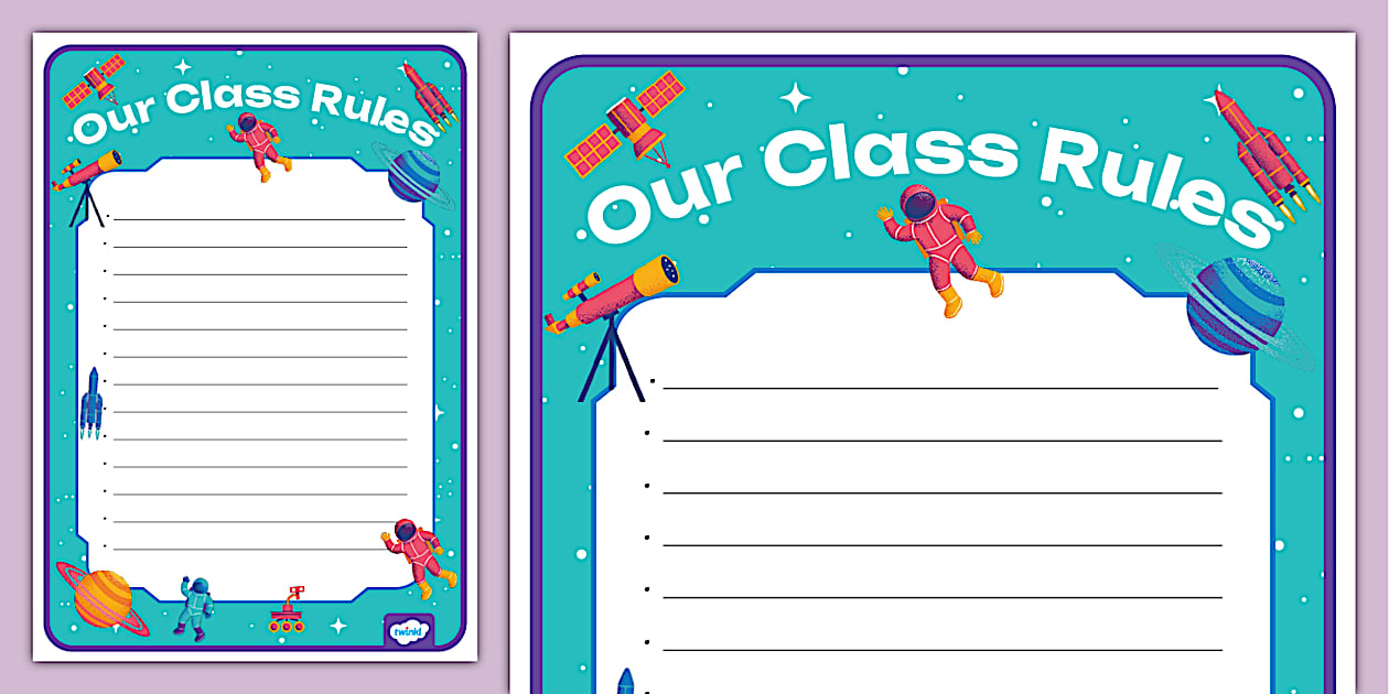 Space-Themed Our Class Rules Display Poster