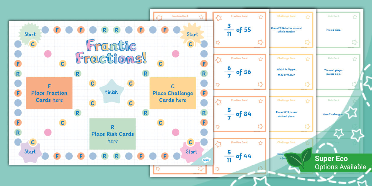 Fractions, Decimals, Percentages: Frantic Fractions Game