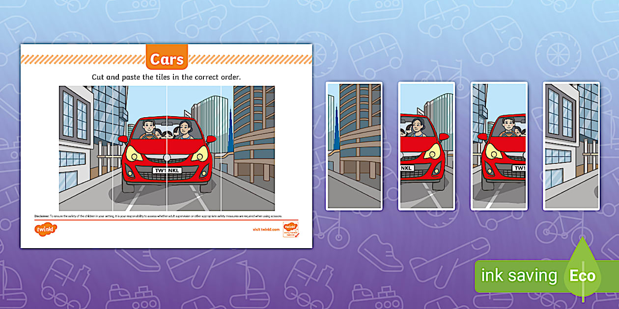 Cars Puzzle Strips (Teacher-Made) - Twinkl