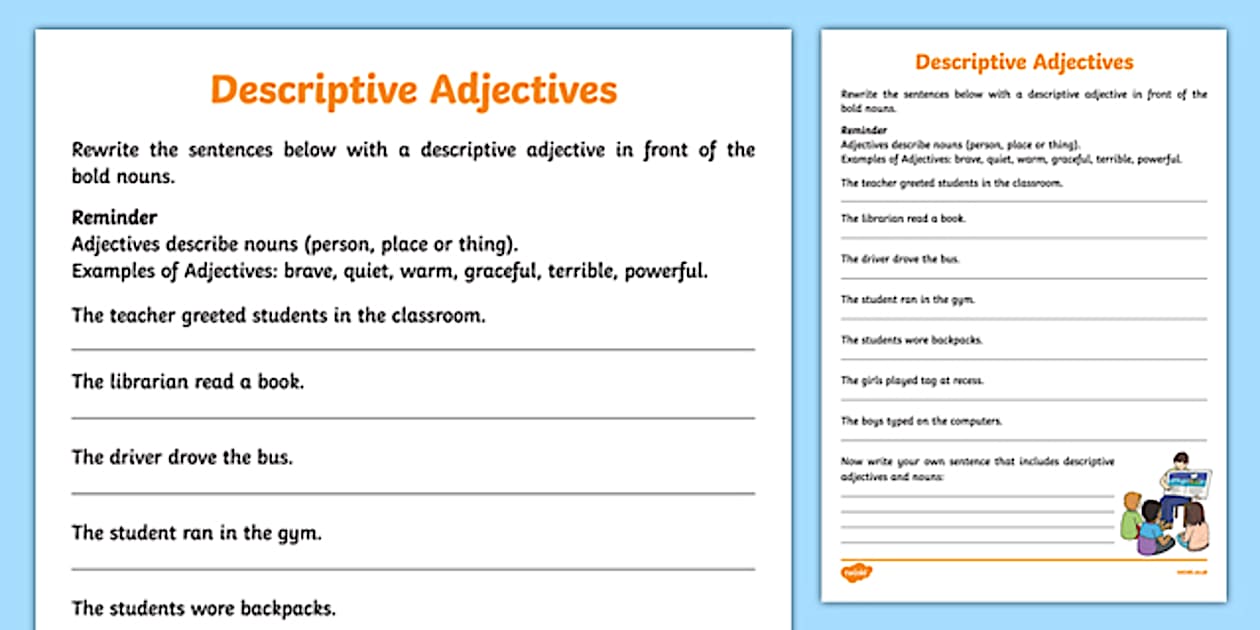 Black and White First Day of School Descriptive Writing
