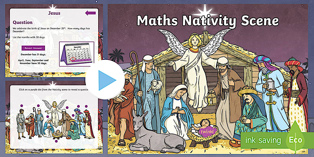 UKS2 Maths Nativity Scene Quiz PowerPoint (teacher made)