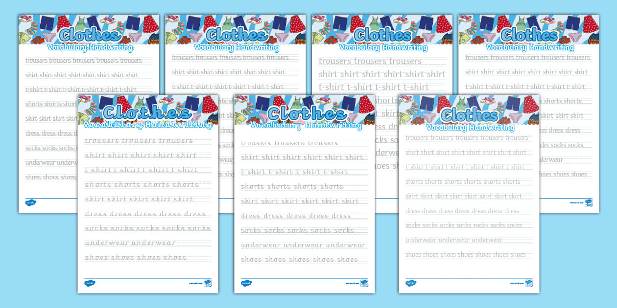 Clothes Vocabulary Handwriting Practice Worksheet - Twinkl