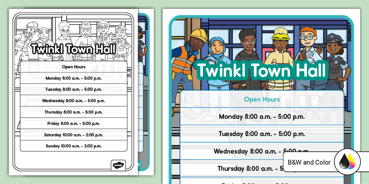 Community Helpers Dramatic Play Hours Sign (teacher made)