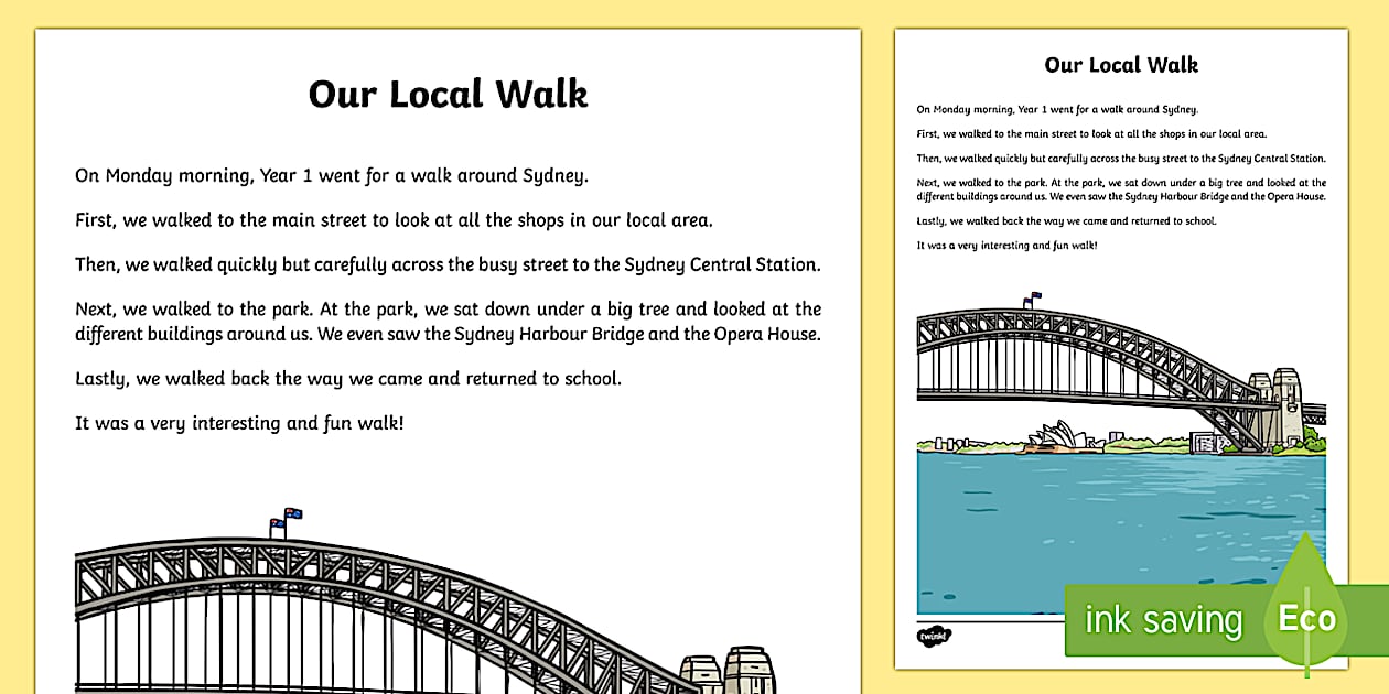 Our Local Walk Literary Recount Writing Sample - Twinkl