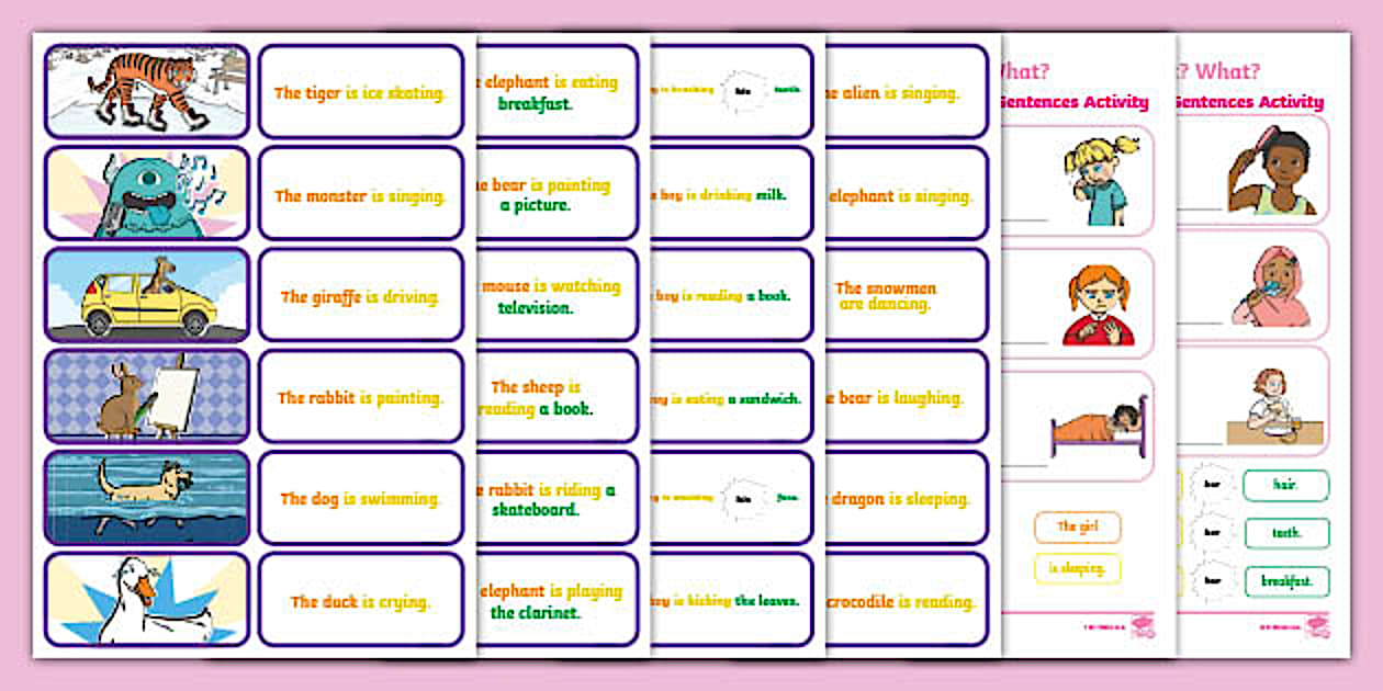 SV and SVO Cut Up Sentence Cards Resource Pack - Twinkl