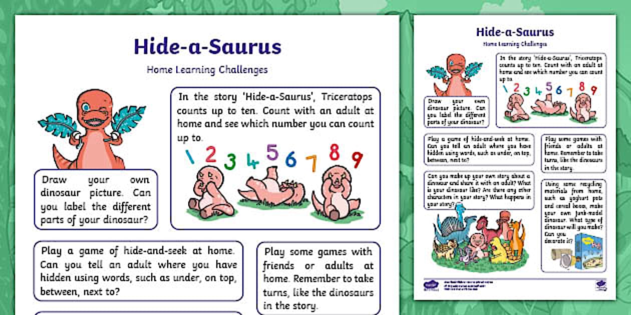 Hide-a-Saurus Home Learning Challenges Reception FS2