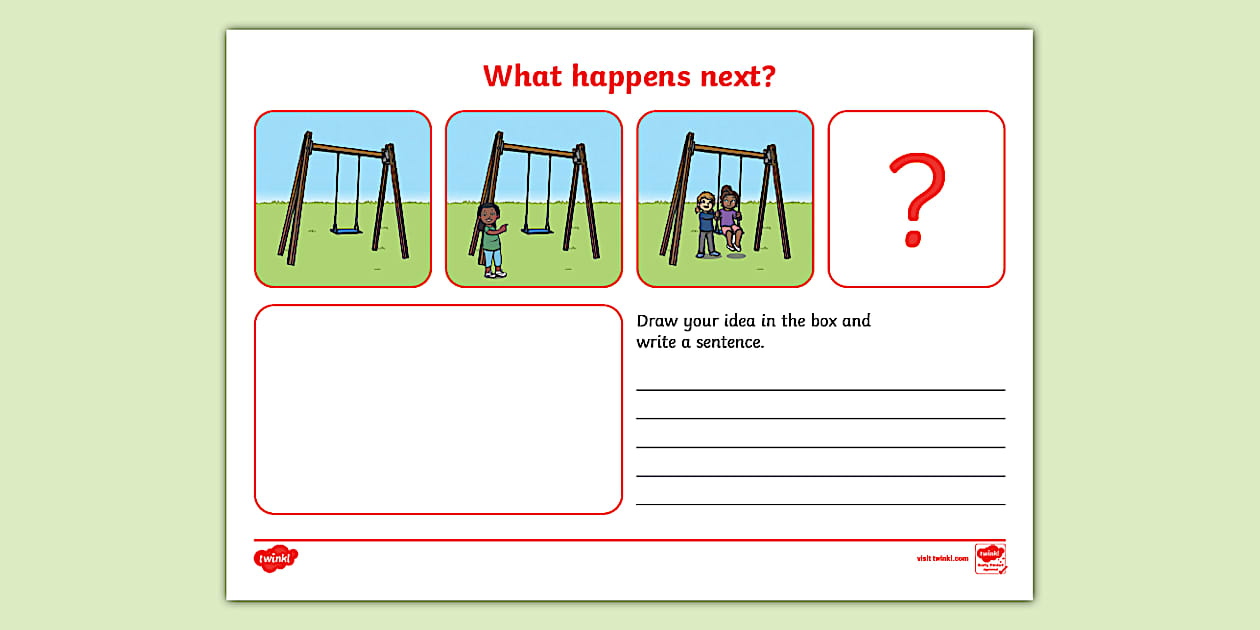 What Happens Next? Fill in the Blank Worksheet for 'On the Swings'
