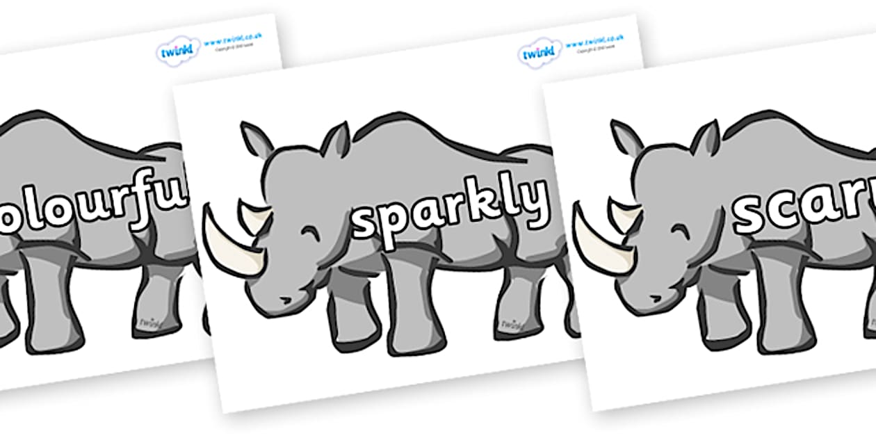 Cursive Wow Words on Rhinos (teacher made) - Twinkl