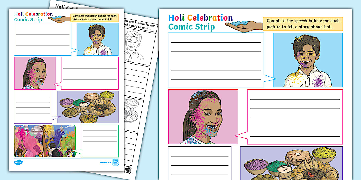 Finish the Holi Celebration Comic Strip (Teacher-Made)