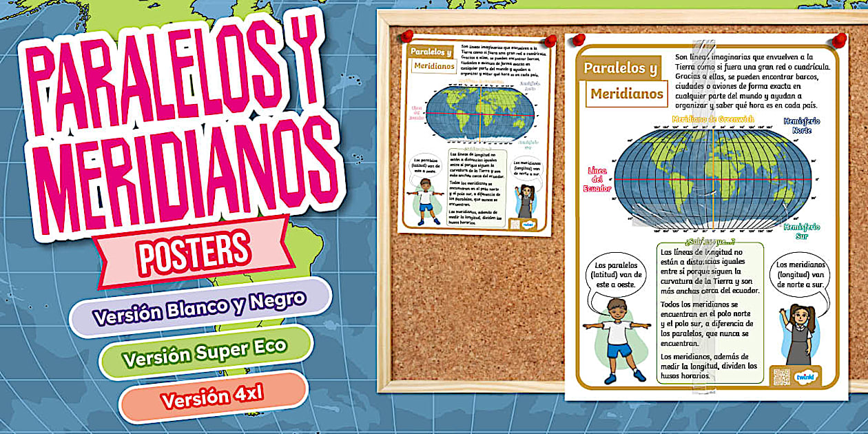 Poster | Paralelos | Meridianos | unidad 1 | Historia | 4º