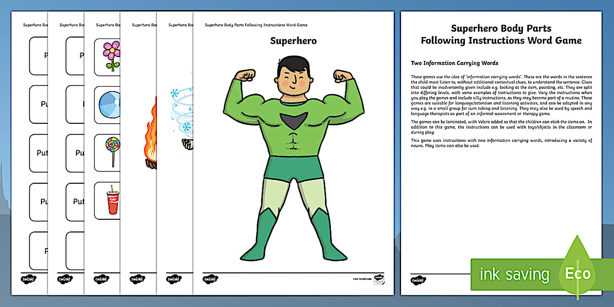 Superhero Following Instructions 2 ICW Game (teacher made)