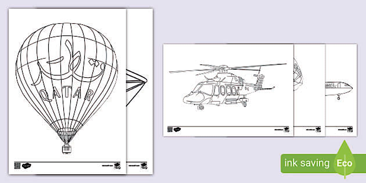 Air Transport in Qatar Colouring Pages (teacher made)