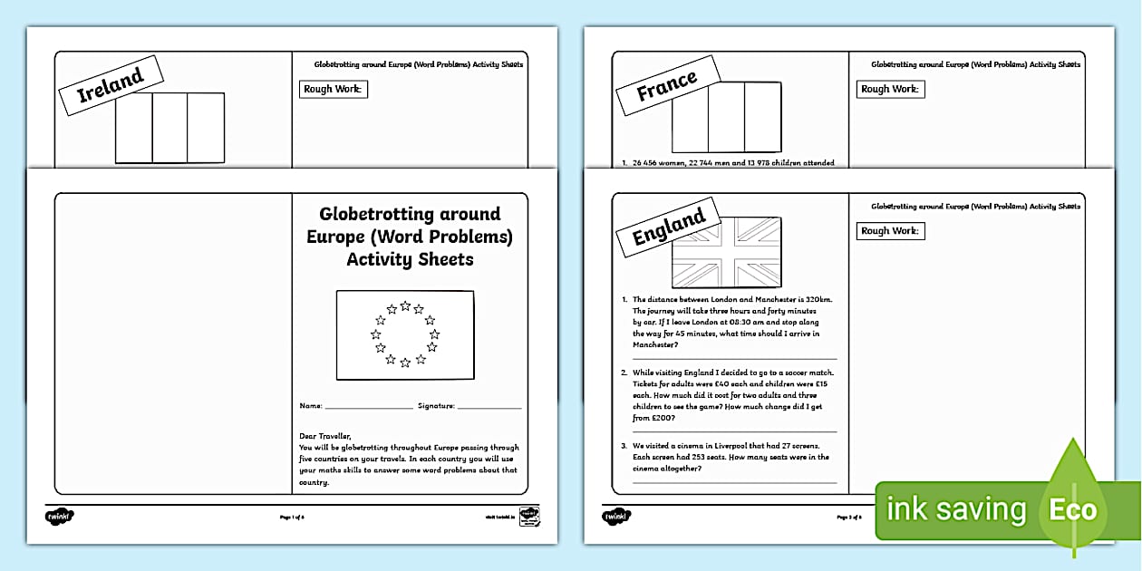 (Word Problems) Passport Activity Booklet/Sheets - Twinkl
