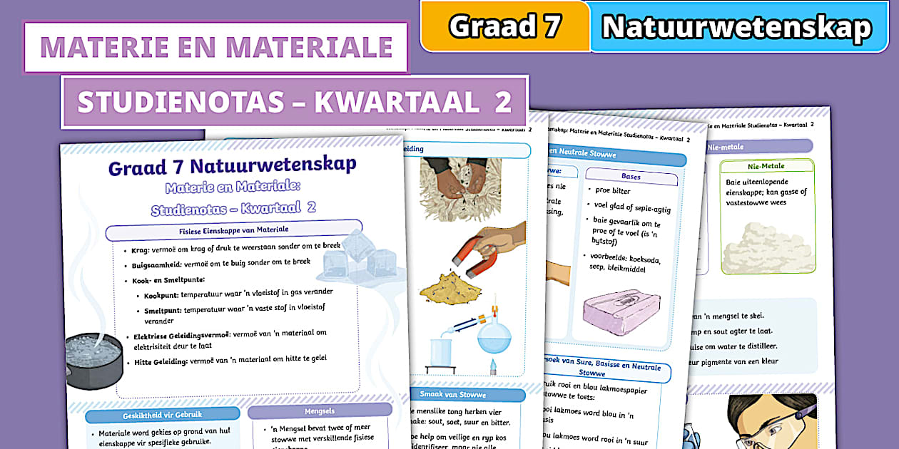 Graad 7 Natuurwetenskap Materie en Materiale Studie Notas