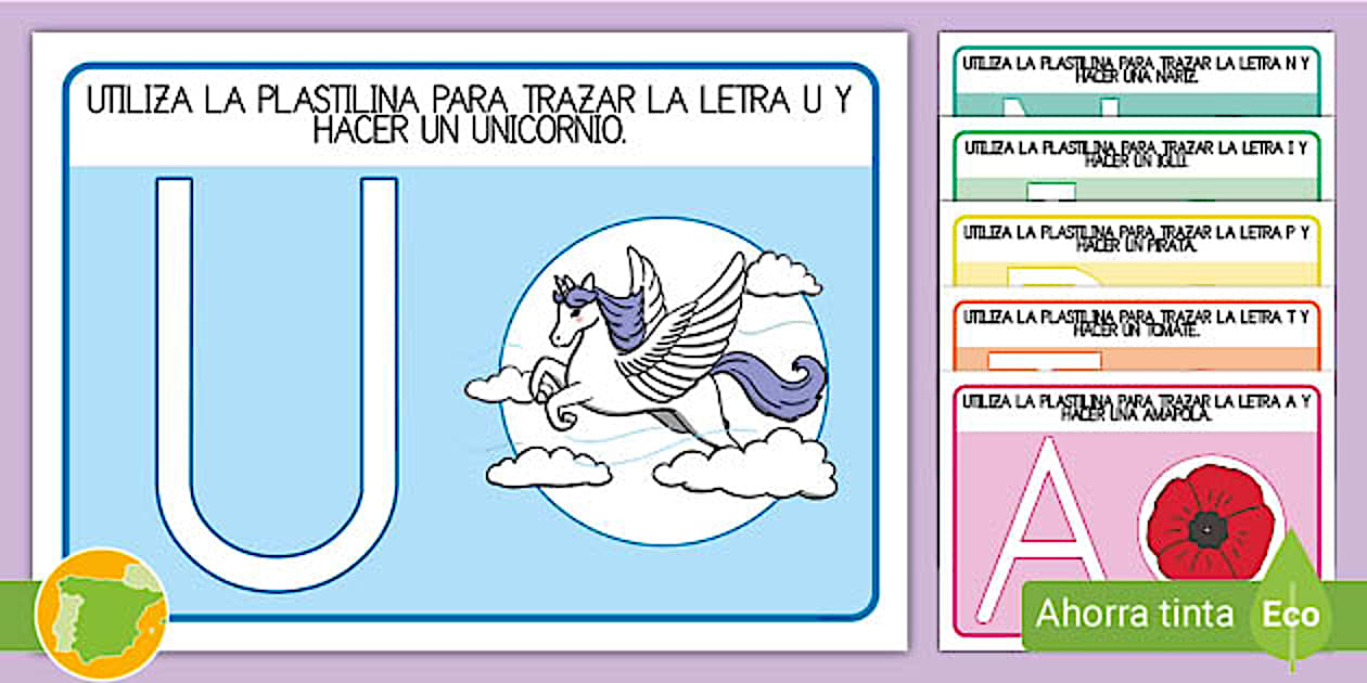 Tapiz de plastilina: Letras y objetos (Hecho por educadores)