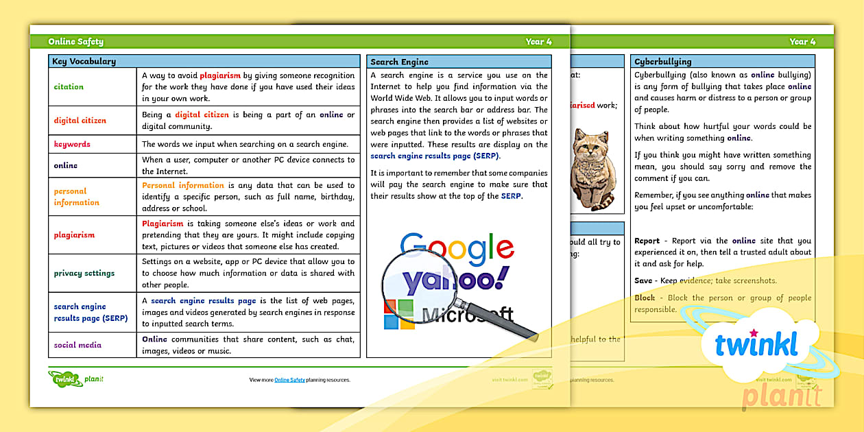 Computing: Online Safety: Year 4 Knowledge Organiser