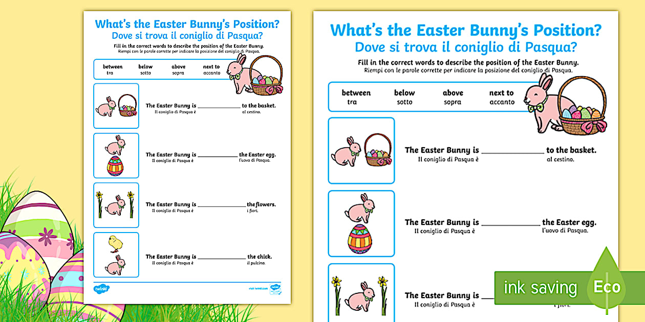 Foundation Easter Position Worksheet / Worksheet English/Italian