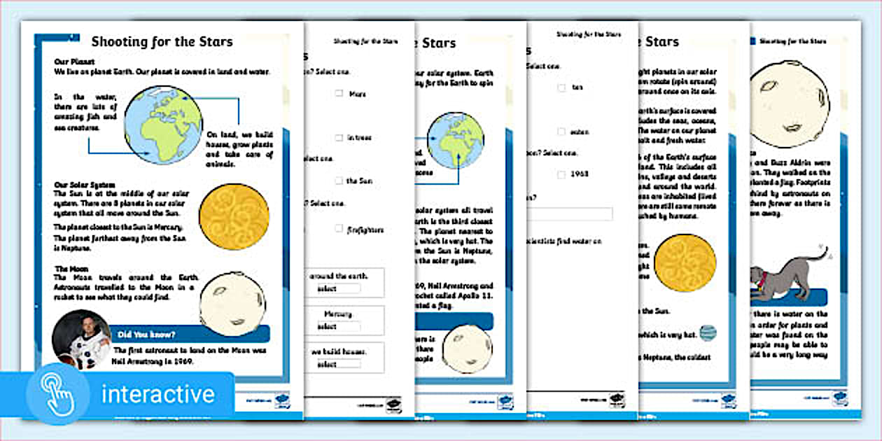 KS1 Planets and the Solar System Interactive PDF Differentiated Reading