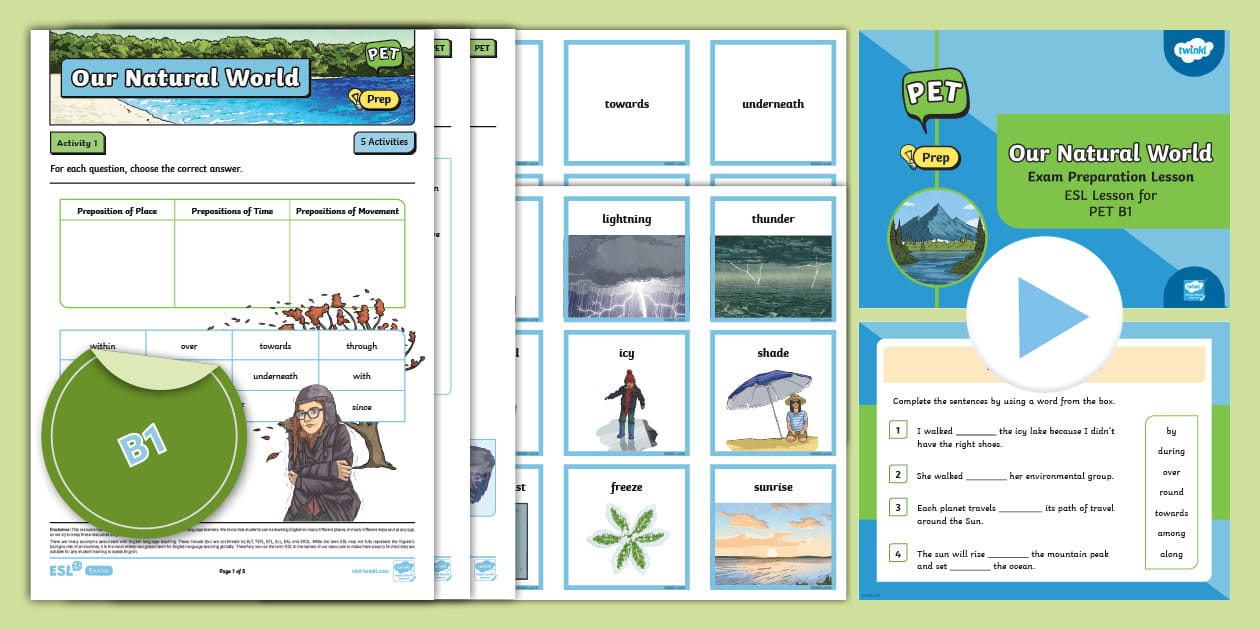 B1 PET Exam Prep Lesson on Natural World - Twinkl