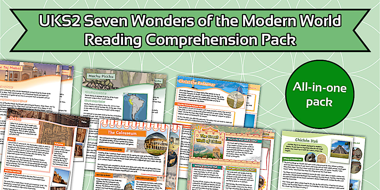 UKS2 Seven Wonders of the World Reading Comprehension Pack