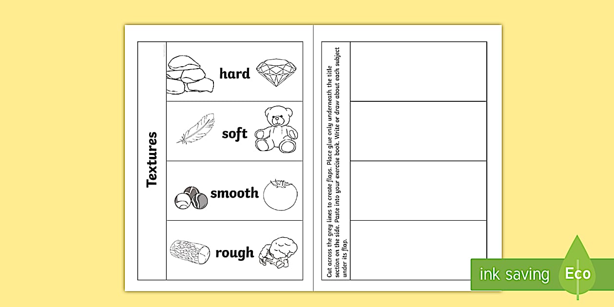 TAS Textures Flaps Writing Worksheet (teacher made) - Twinkl