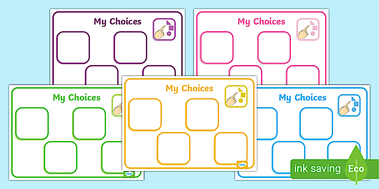 Choice Board with Four Activity Spaces (teacher made)