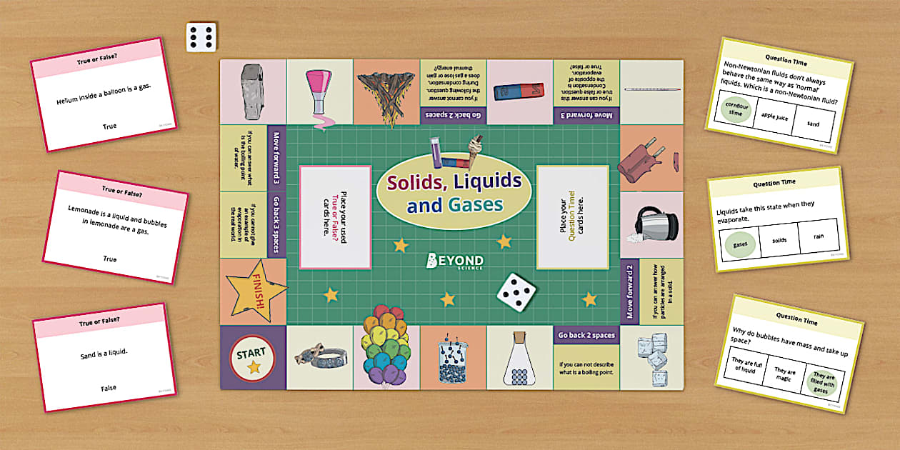 Solids, Liquids and Gases Board Game (teacher made) - Twinkl
