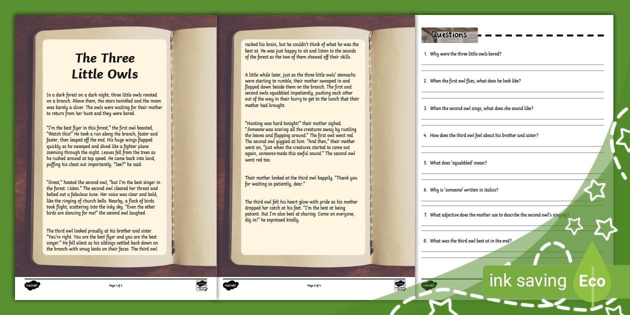 Year 3 Fiction Reading Comprehension Activity | Parents