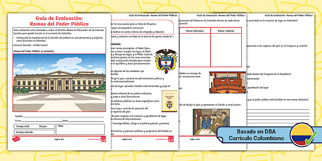 Guía de Evaluación: Ramas del Poder Público Twinkl Colombia
