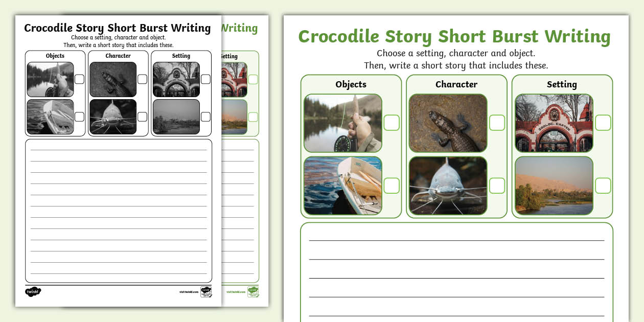 KS2 Crocodile Story Short Burst Writing Template - Twinkl