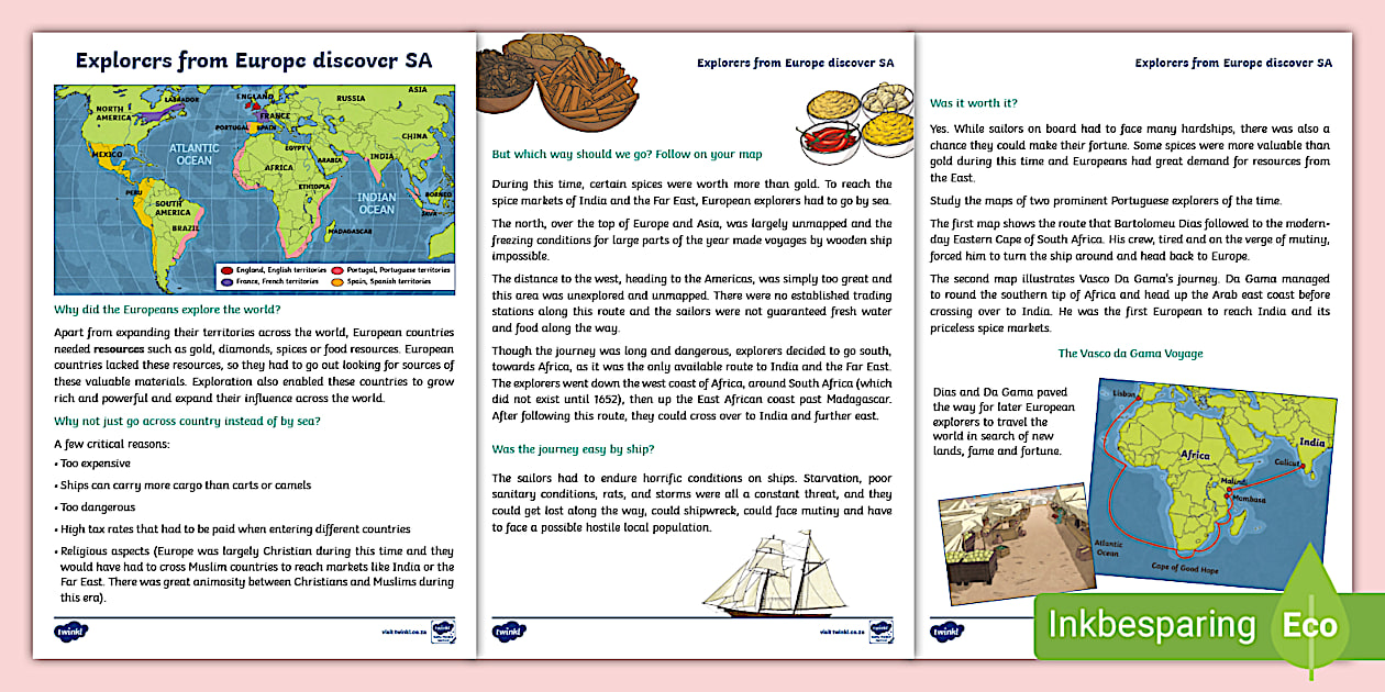 Explorers from Europe Discover SA (teacher made) - Twinkl