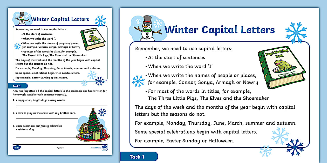 Winter Capital Letters Activity Sheets (teacher made)