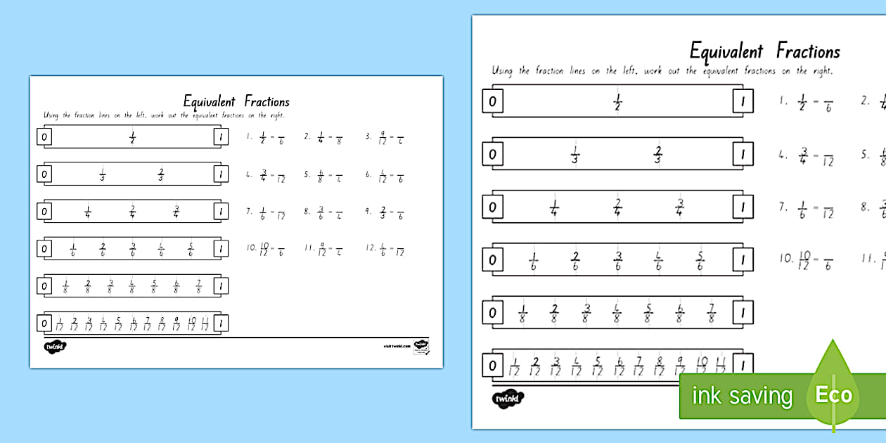 Equivalent Fractions Worksheet | Maths | Twinkl - Twinkl
