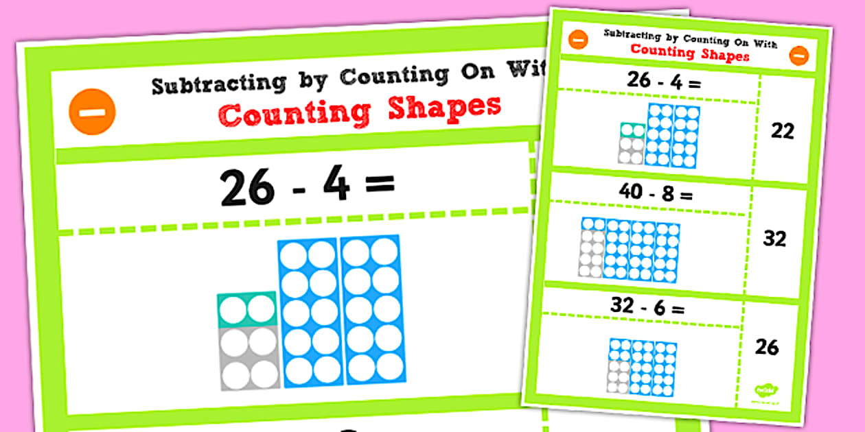 Year 2 Subtraction by Counting On with Counting Shapes Poster