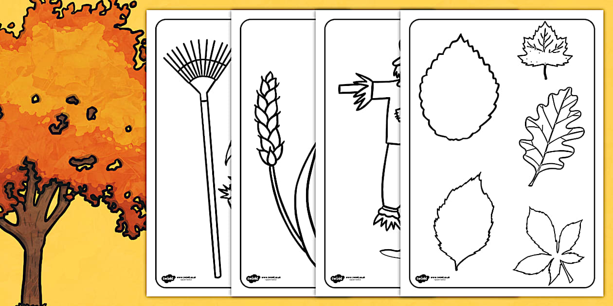Autumn Colouring Sheets (teacher made) - Twinkl