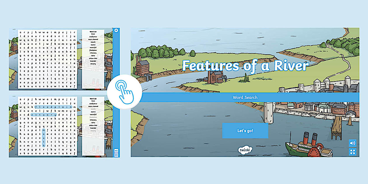 Features of a River Interactive Word Search - Twinkl