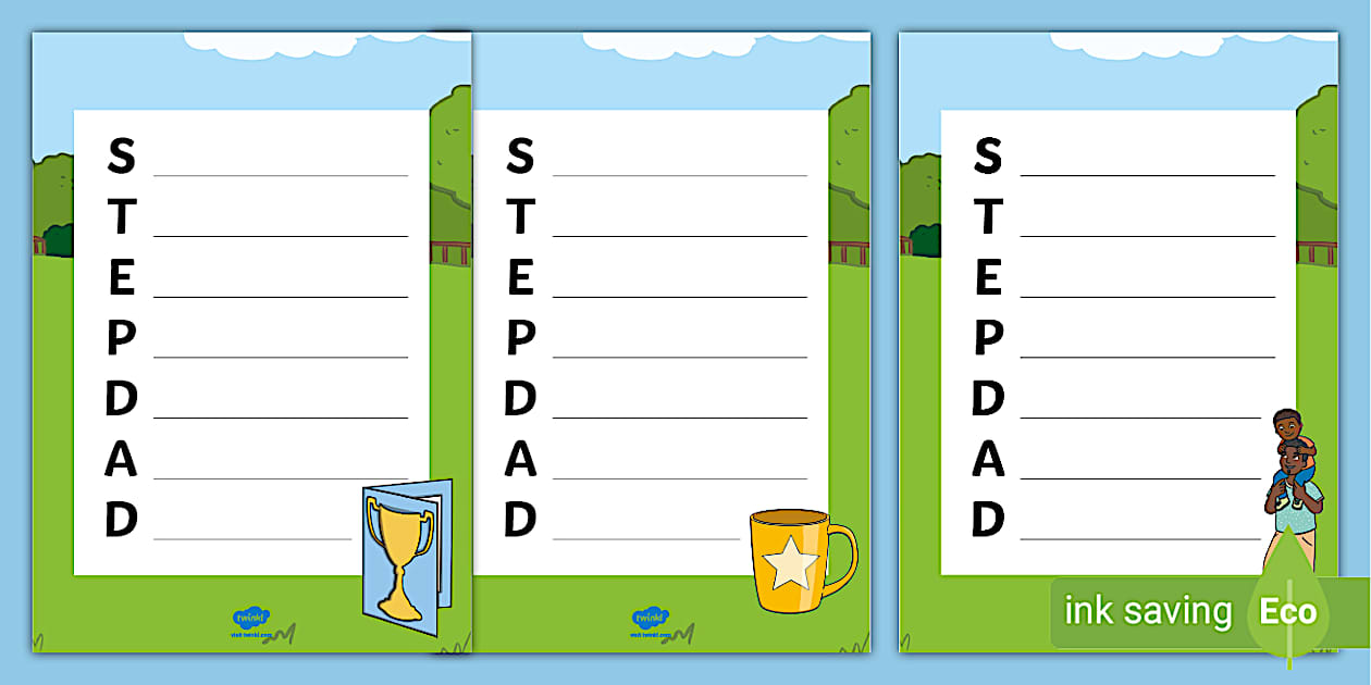 Step Father's Day Poem Worksheets - Father's Day | Twinkl