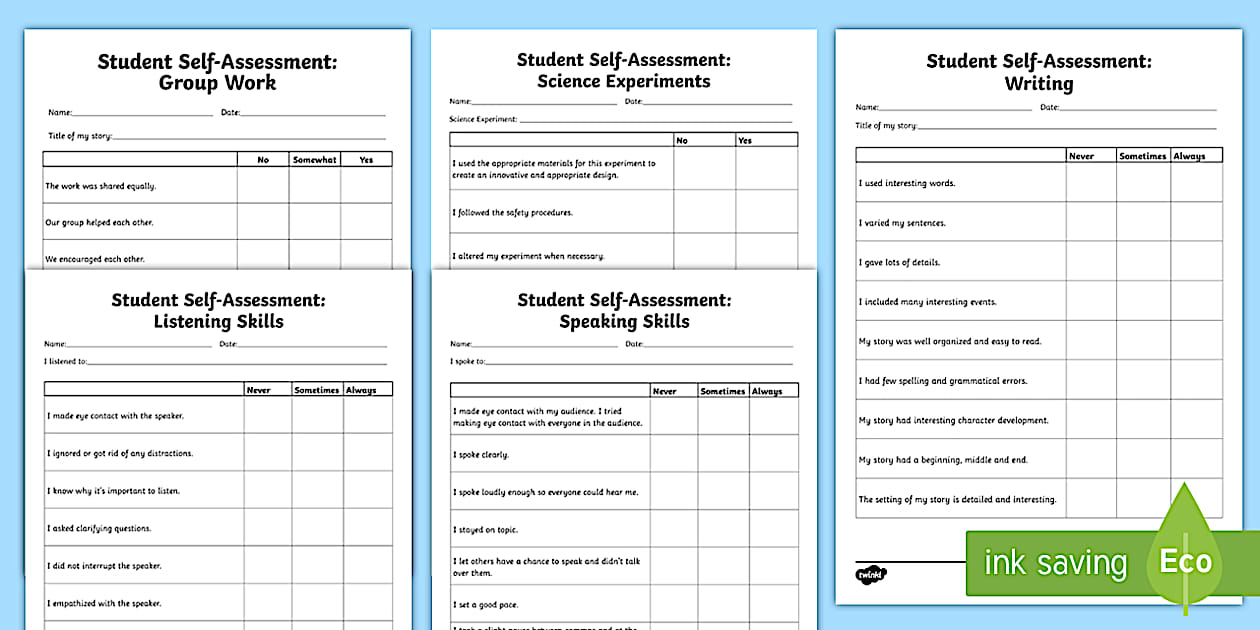Student Self Assessment Sheets | Teaching Resources - Twinkl